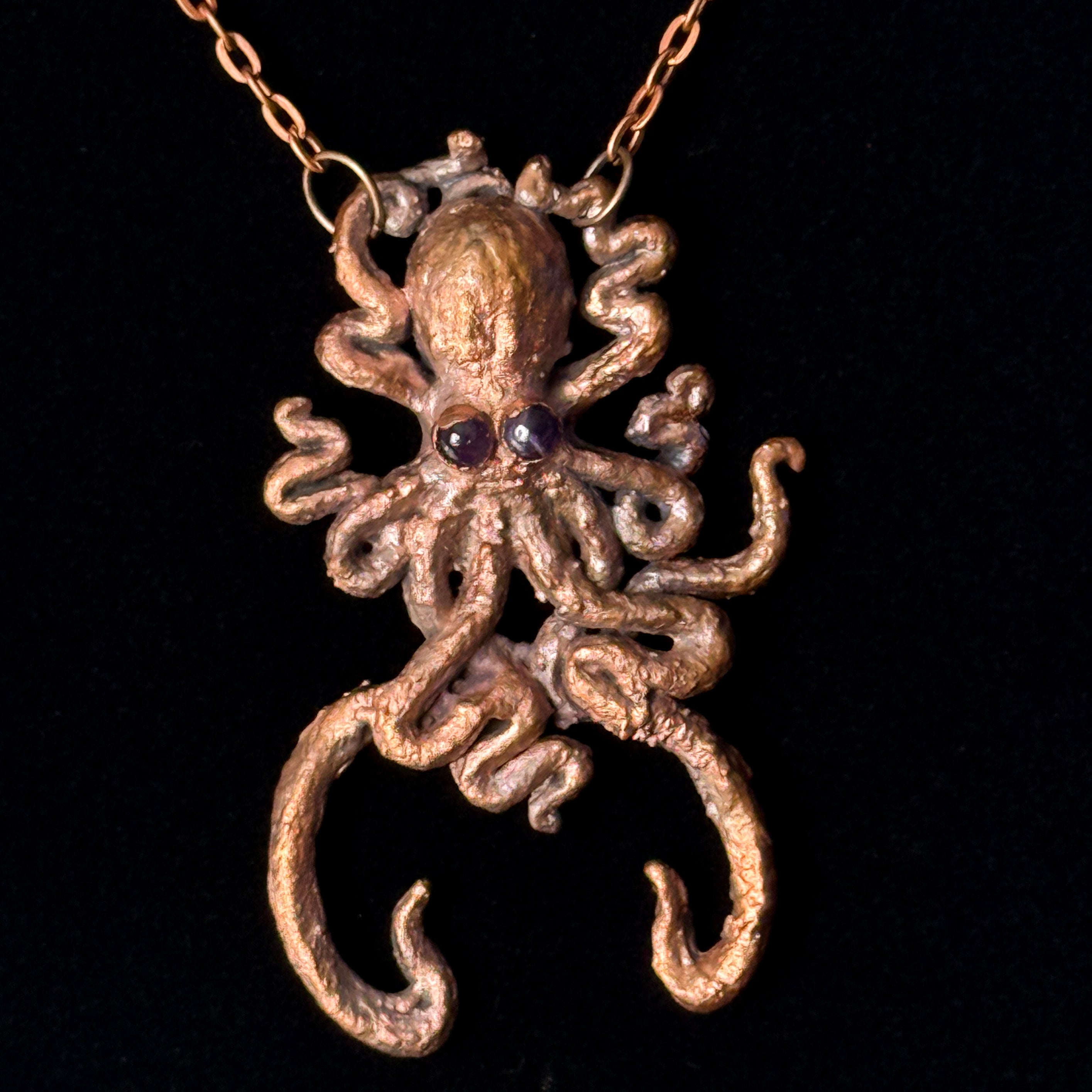 The Kraken - Octopus with amethyst eyes electroformed in copper ...
